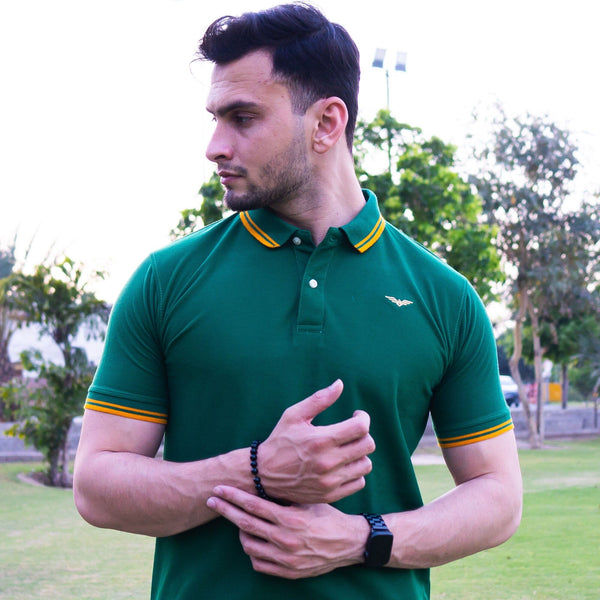 Eternity Men's Logo Embroidered Tipped Collar Design Premium Polo Shir ...