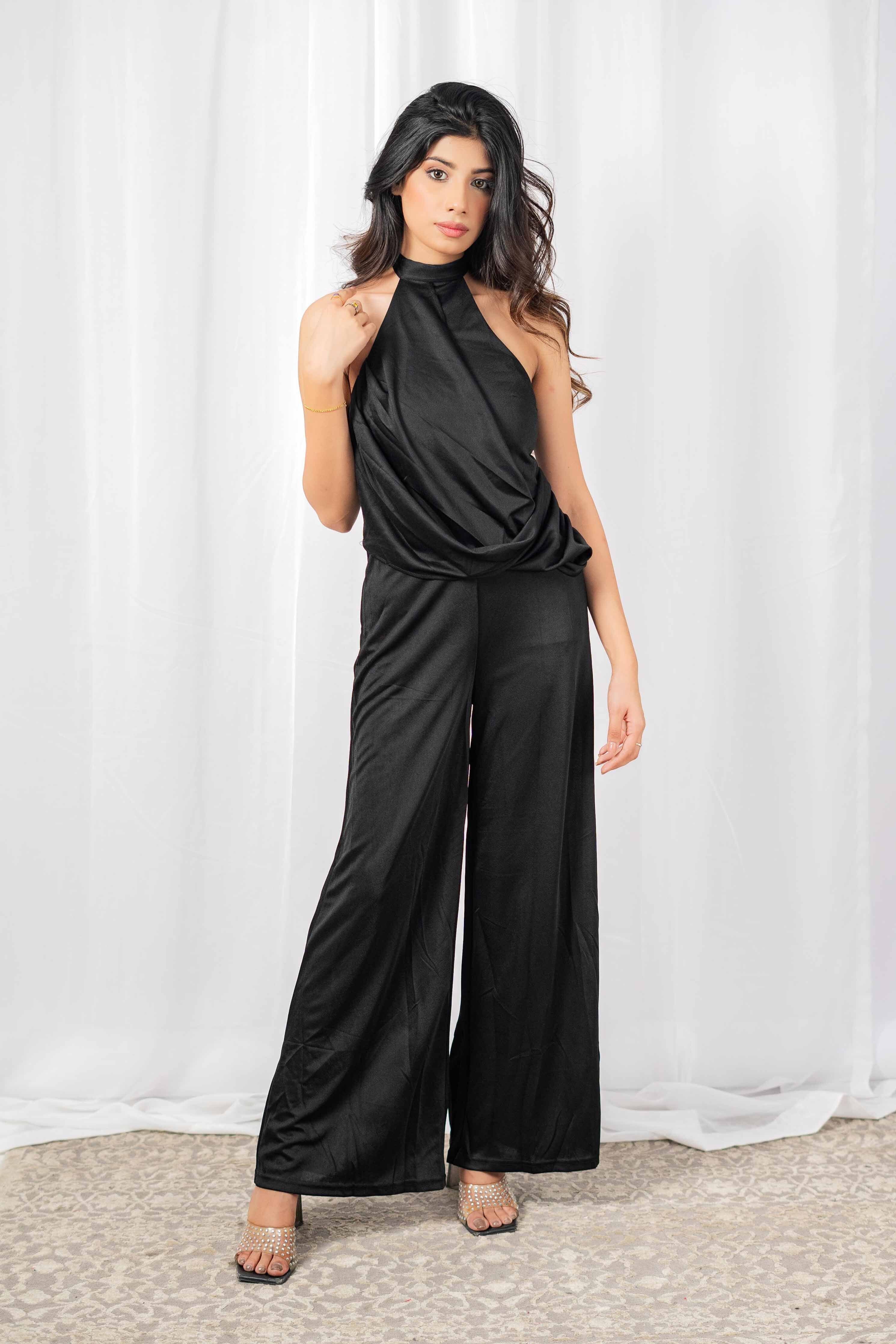 Women's Stripes Shoulder Wide Legs Jumpsuit – elo