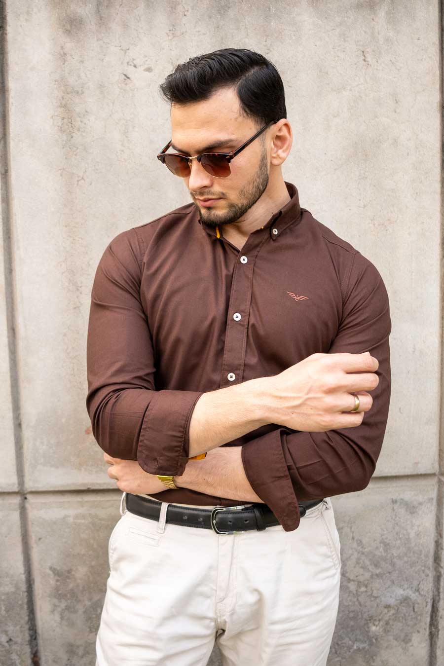 Eternity Men's Logo Embroidered Slim Fit Casual Shirt – elo