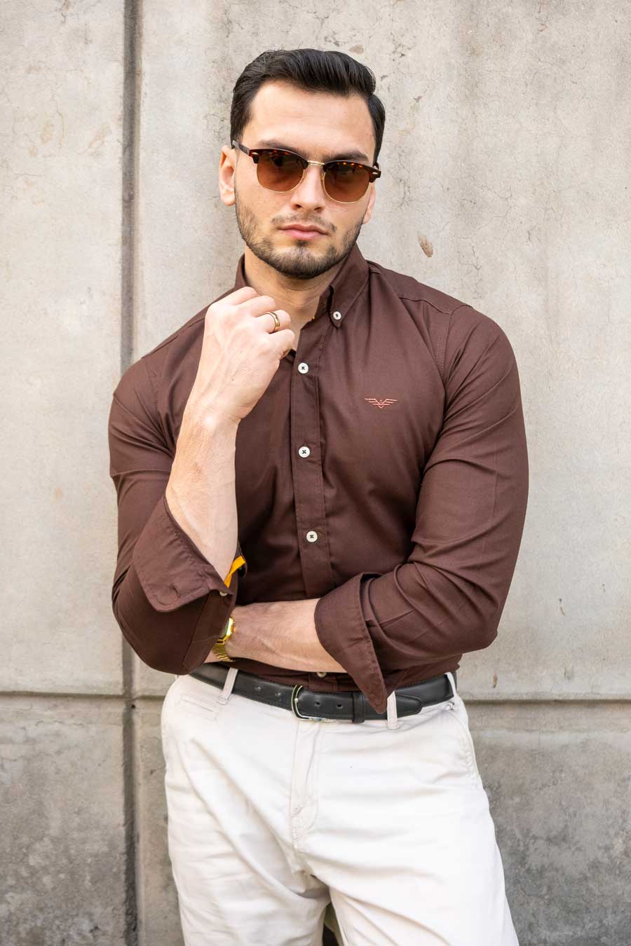 Eternity Men's Logo Embroidered Slim Fit Casual Shirt – elo