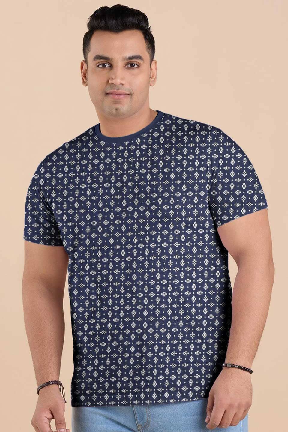 Big Sizes Men's Printed Crew Neck Tee Shirt – elo